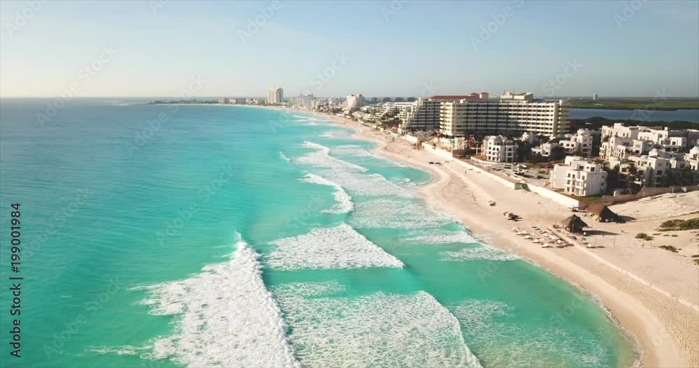 Cancun aerial view. Zona hotelera Cancun beach panorama top view ...
