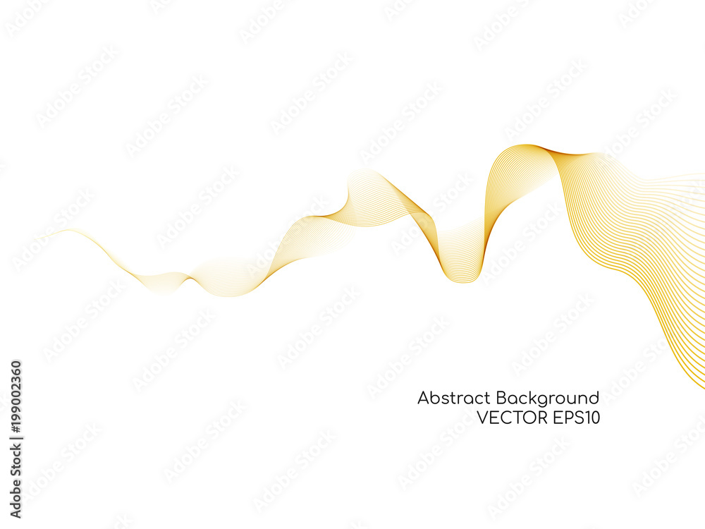 Abstract wave lines gold color isolated on white background. For vector ...