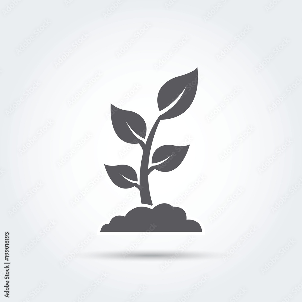 Seedling, process, seed, icon, silhouette. Vector illustration. Stock ...