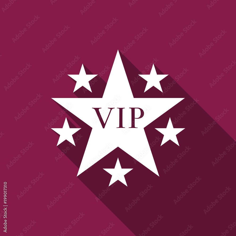 Star VIP with circle of stars icon isolated with long shadow. Flat ...