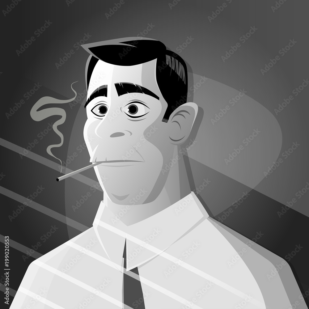 retro cartoon man smoking cigarette Stock Vector | Adobe Stock