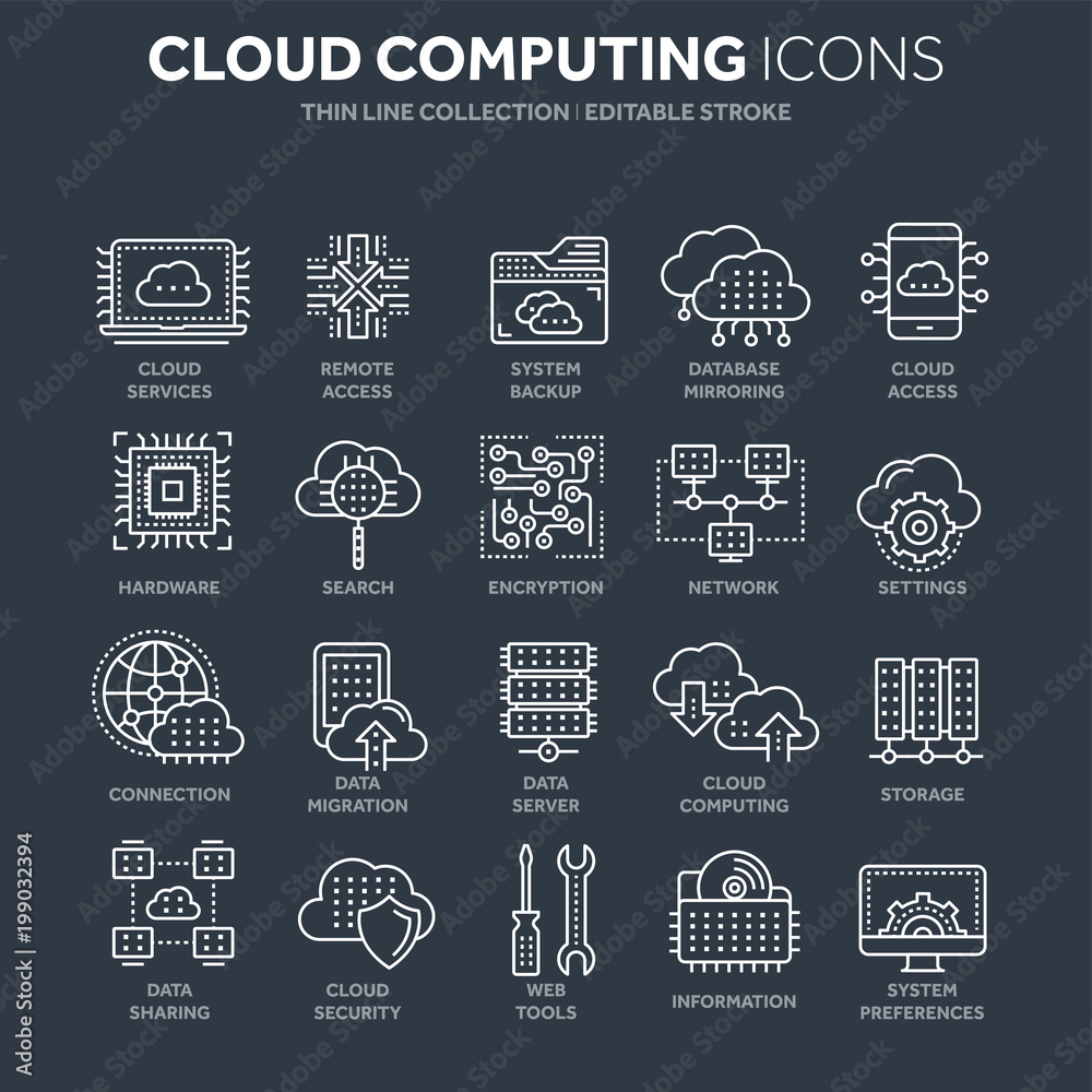 Cloud computing. Internet technology. Online services. Data ...