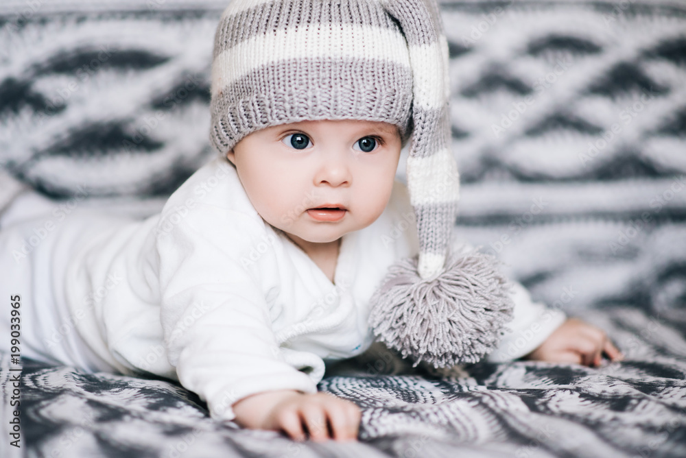 Cute Newborn Baby Boys Smiling