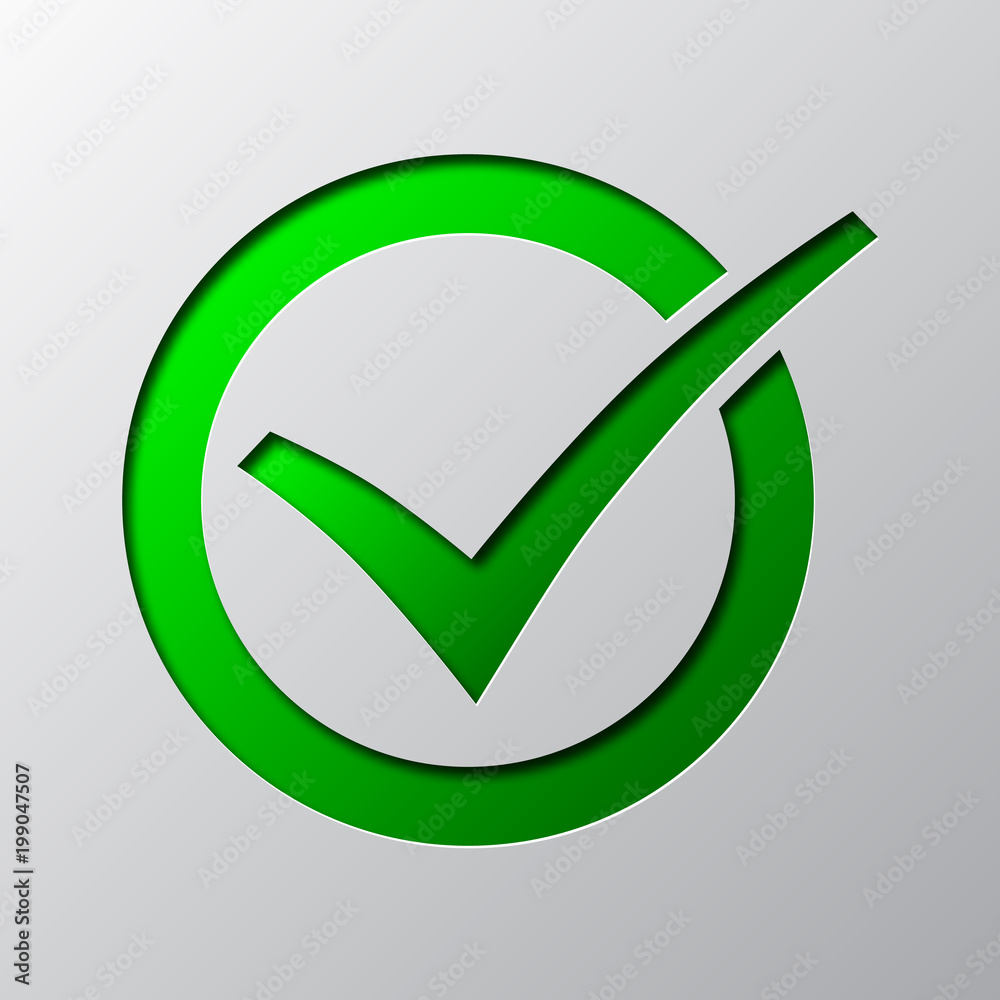 Paper art of the green check mark. Vector illustration Stock Vector ...