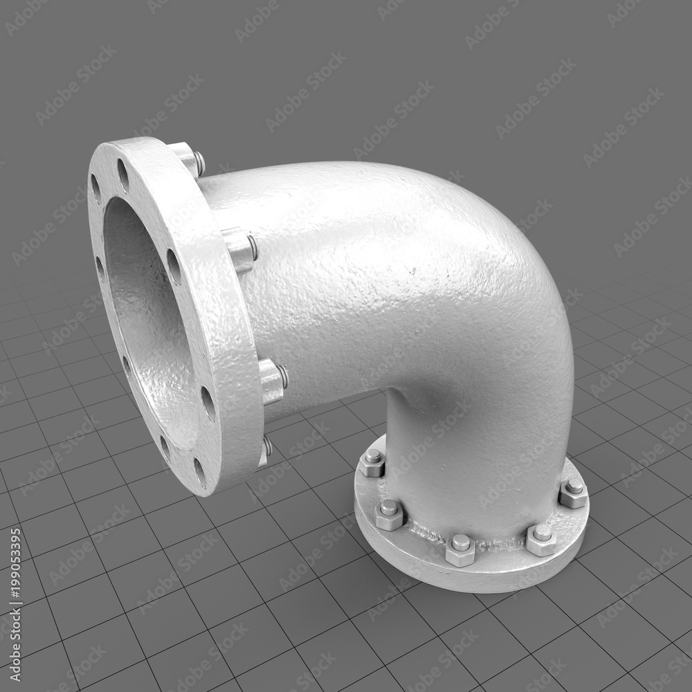 Curved industrial pipe (90 degrees) Stock 3D asset | Adobe Stock