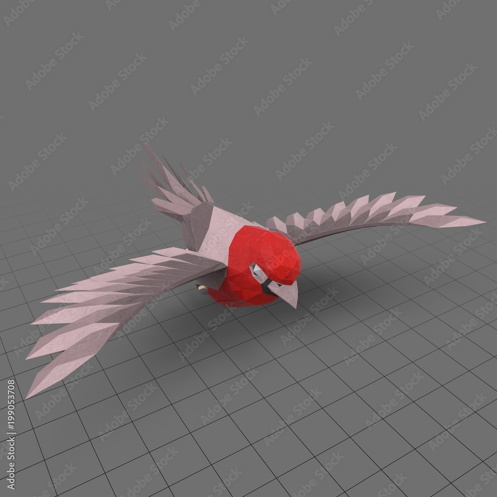 Stylized red bird flying Stock 3D アセット | Adobe Stock