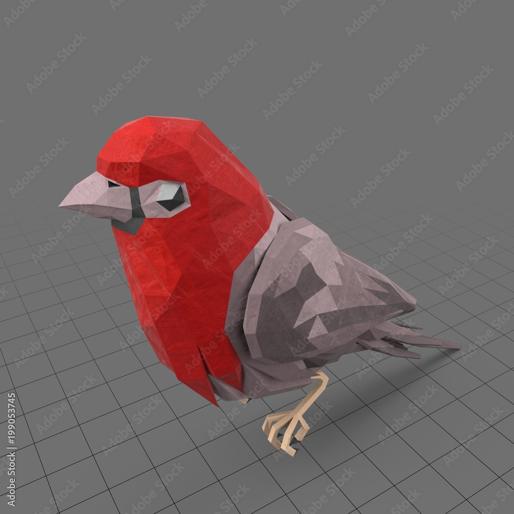 Stylized red bird standing Stock 3D asset | Adobe Stock