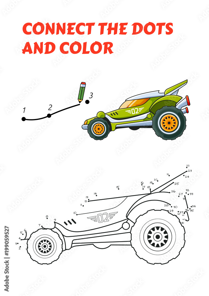 Numbers game, educational connect the dots game for children, Green ...