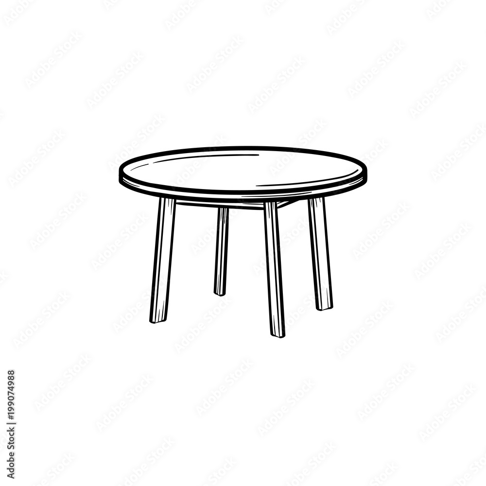 Round table hand drawn outline doodle icon. Coffee table vector sketch ...