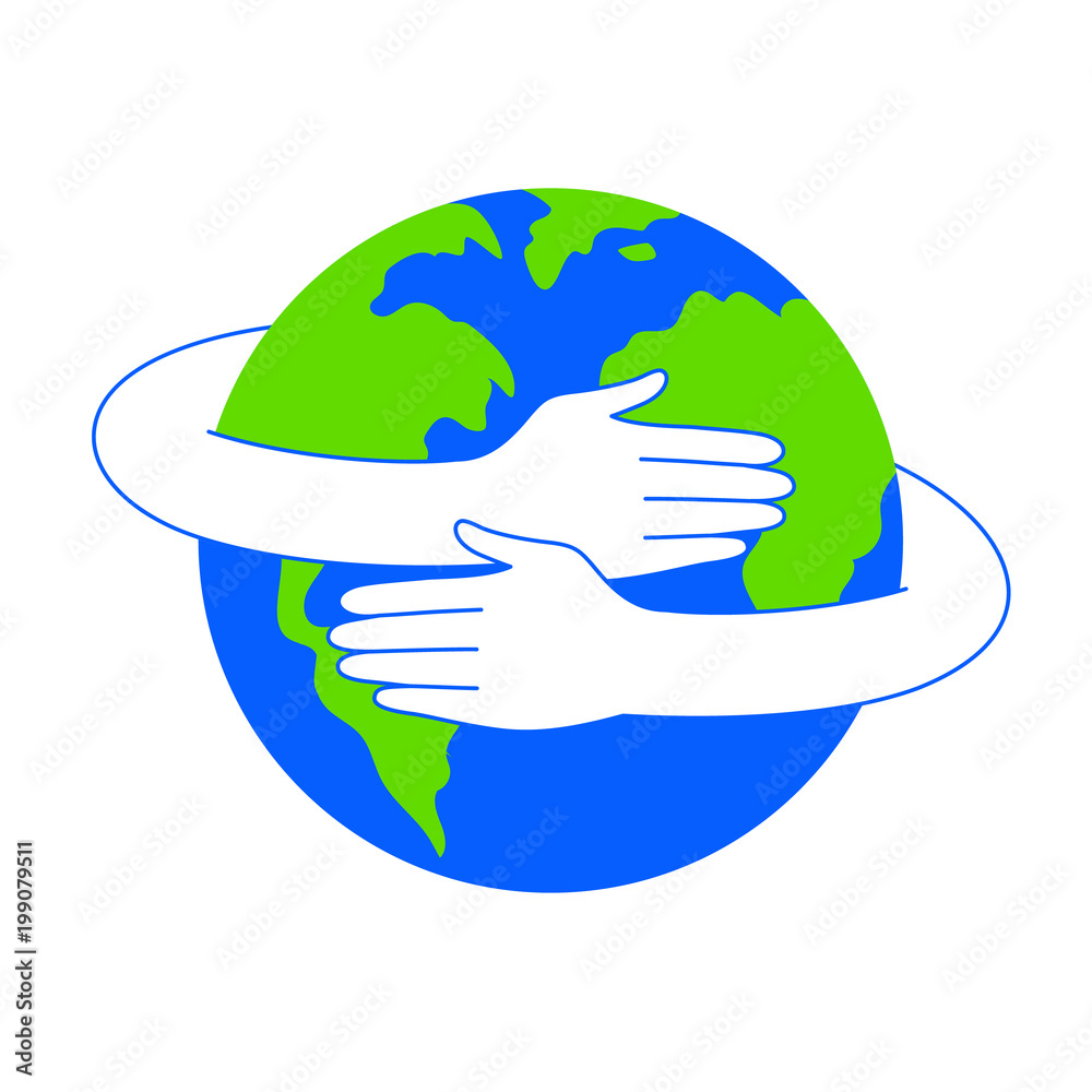 Hug the globe. Happy Earth day concept, World Environment Day icon ...