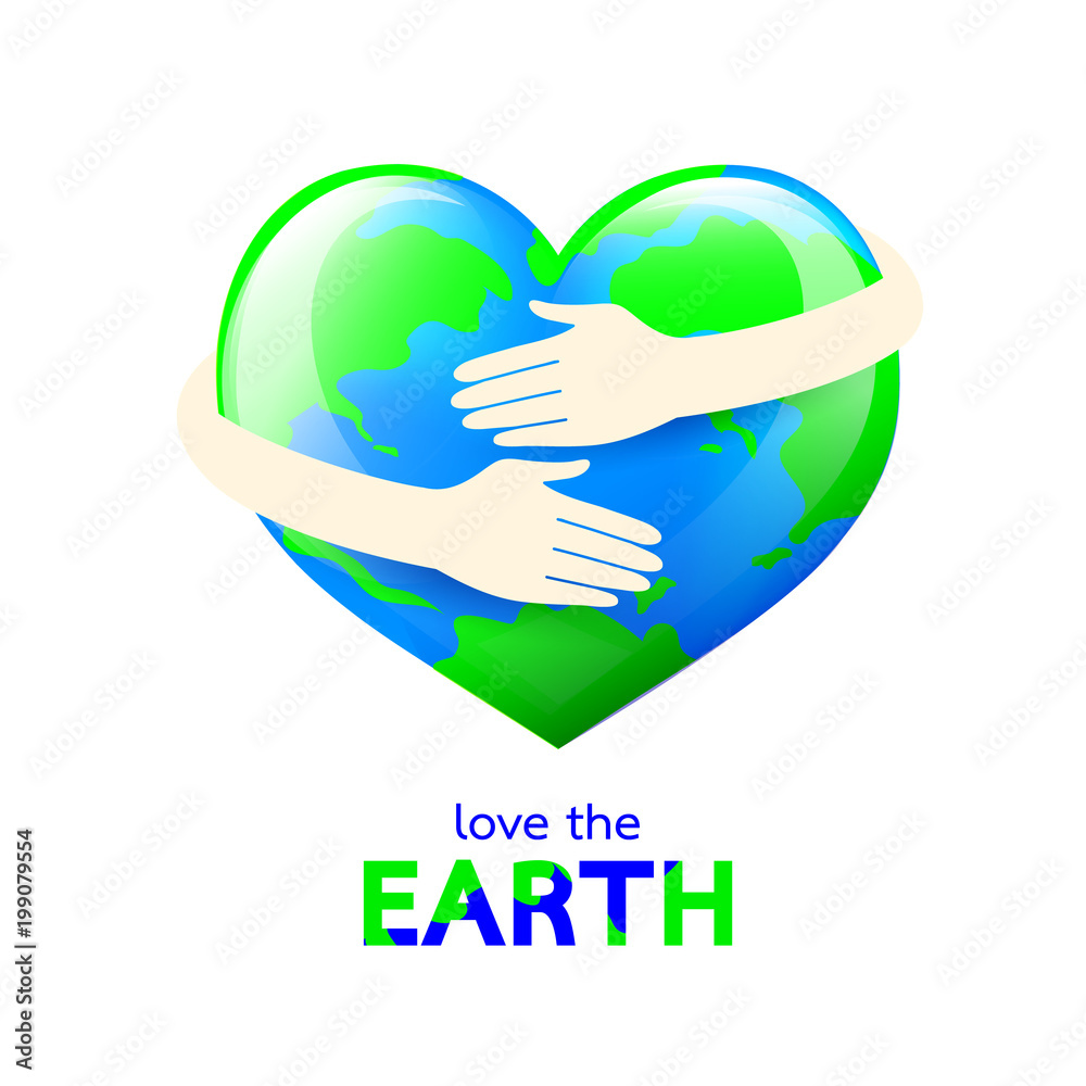 Hug the globe heart shape. Happy Earth day concept, World Environment ...