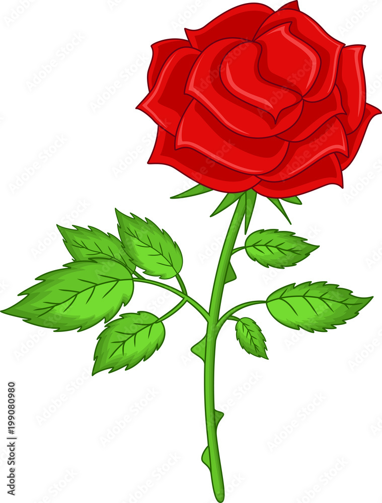 beauty flower rose cartoon Stock Vector | Adobe Stock
