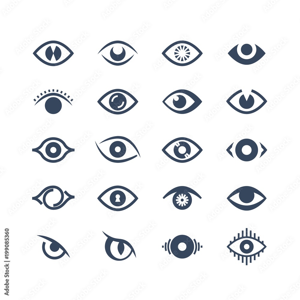 Human eye, supervision and view symbols. Looking eyes vector silhouette ...