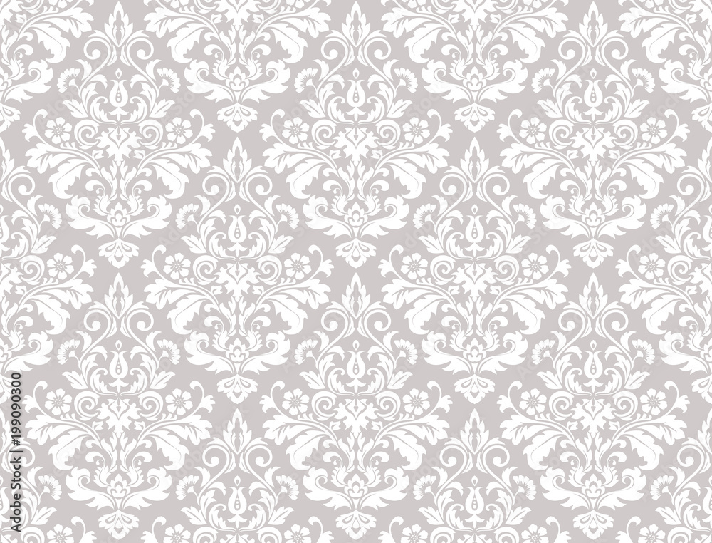 Wallpaper in the style of Baroque. A seamless vector background. White ...