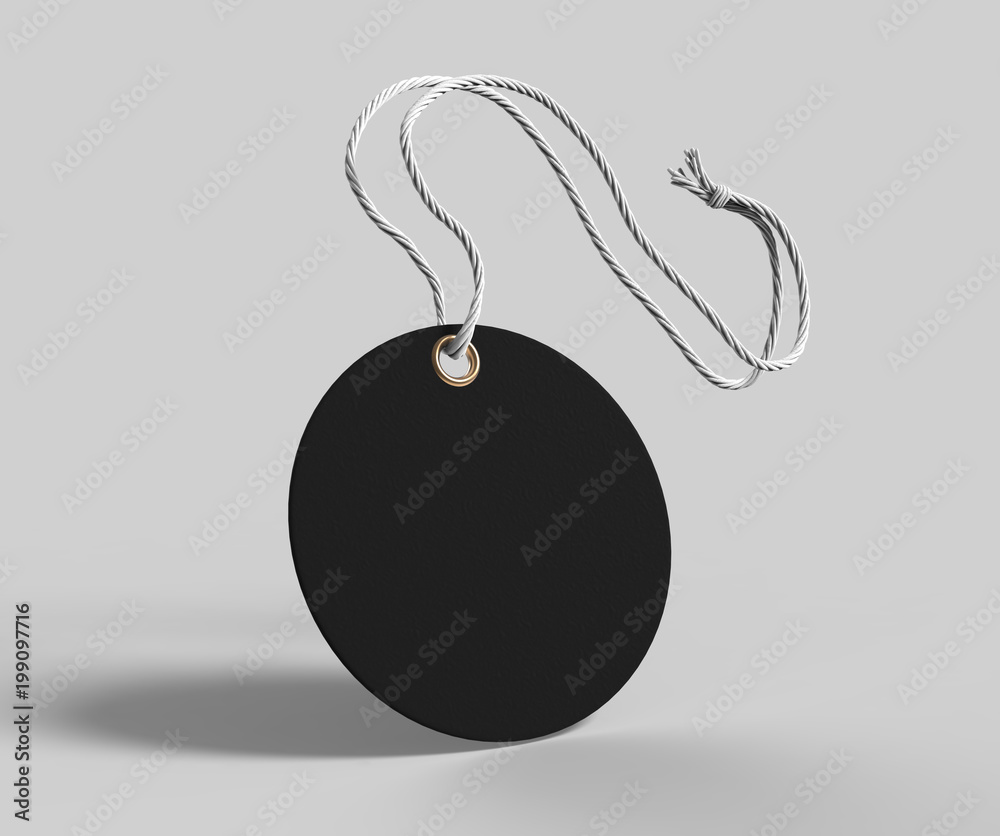 Blank tag tied with string. Price tag, gift tag, sale tag, address ...