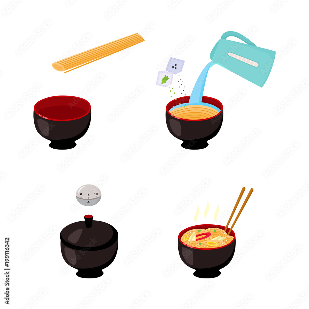 Set of images of step by step cooking instruction of how to prepare ...