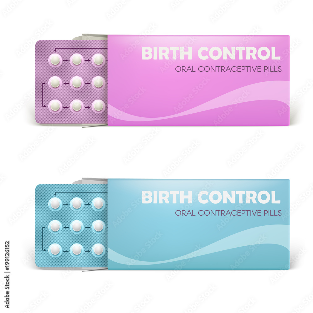 Realistic vector female oral contraceptive pills blister with clipping ...