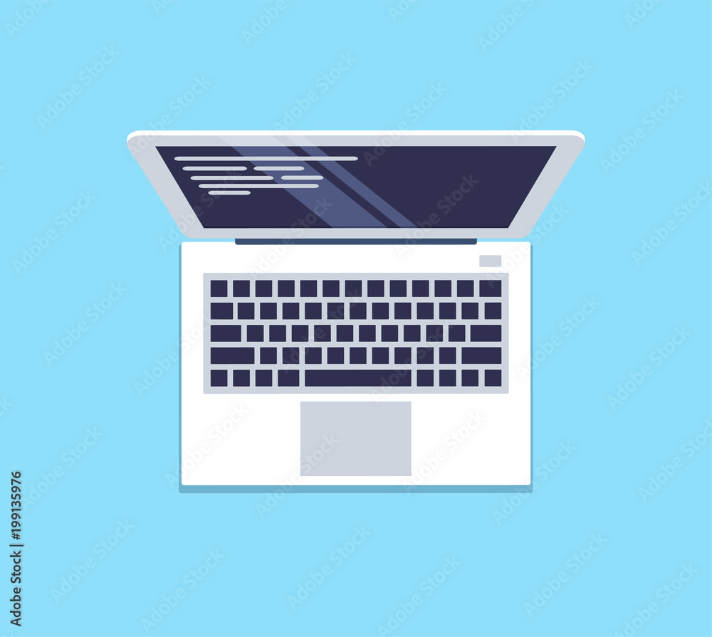 Laptop computer - top view, flat vector illustration. Stock Vector ...