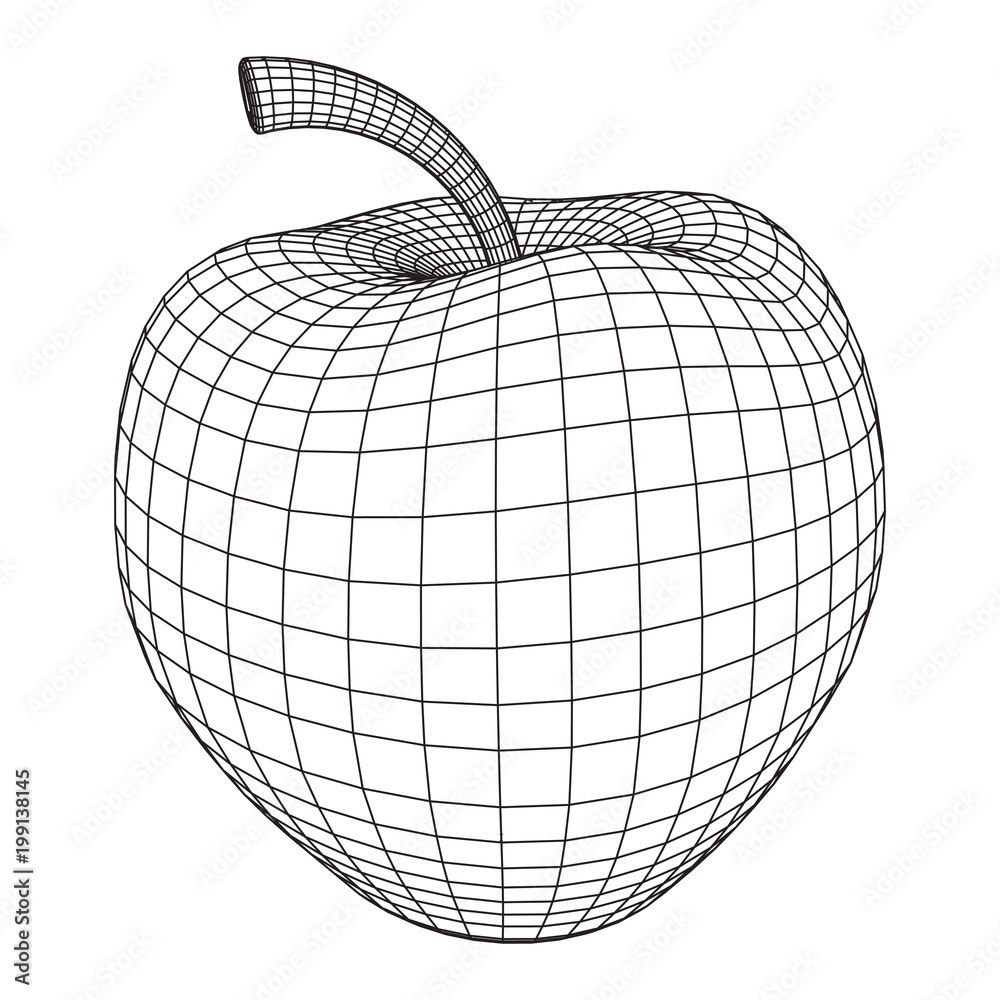 Apple wireframe low poly mesh vector illustration. Stock Vector | Adobe ...