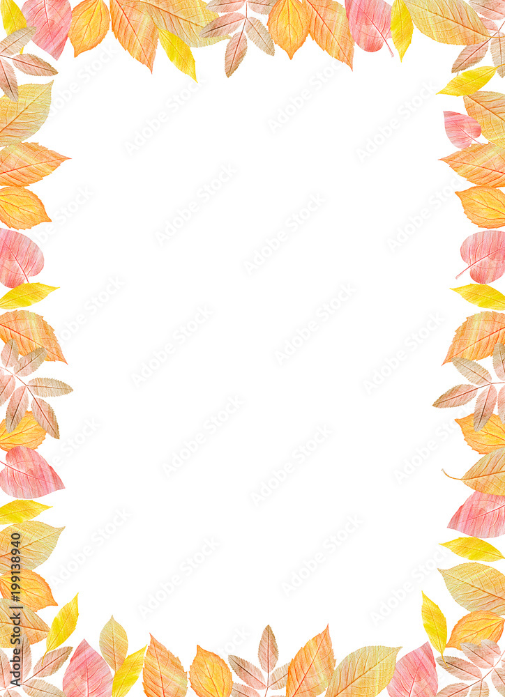 Fall Festival template. Bright colourful autumn leaves on vertical ...