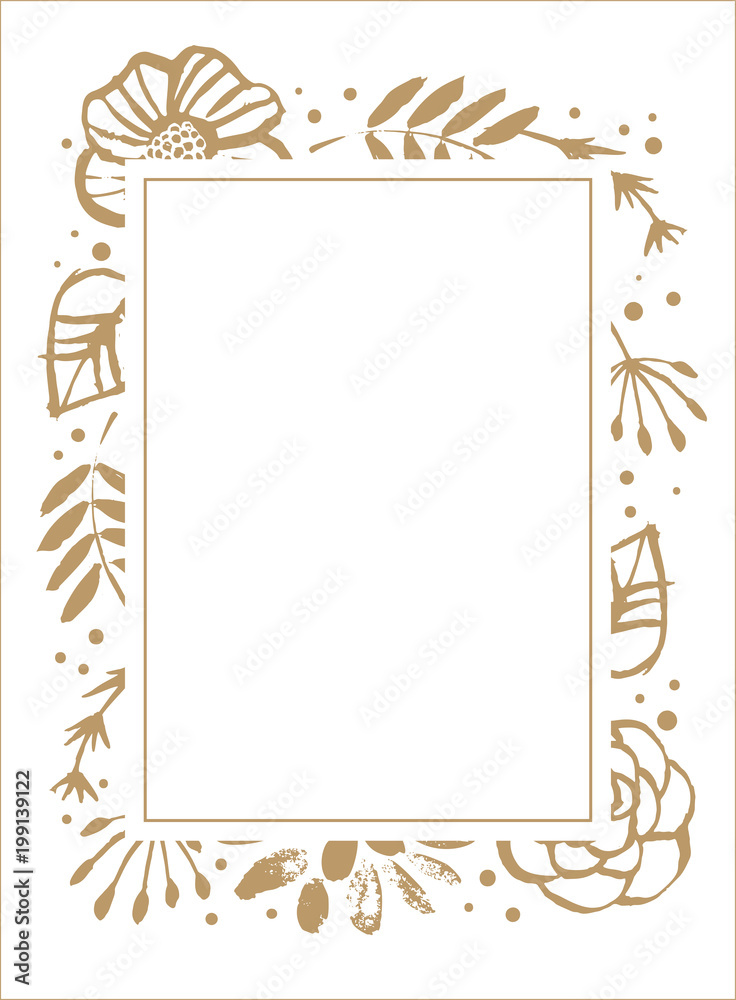 Flower frame template for wedding invitation and greeting card. Floral ...