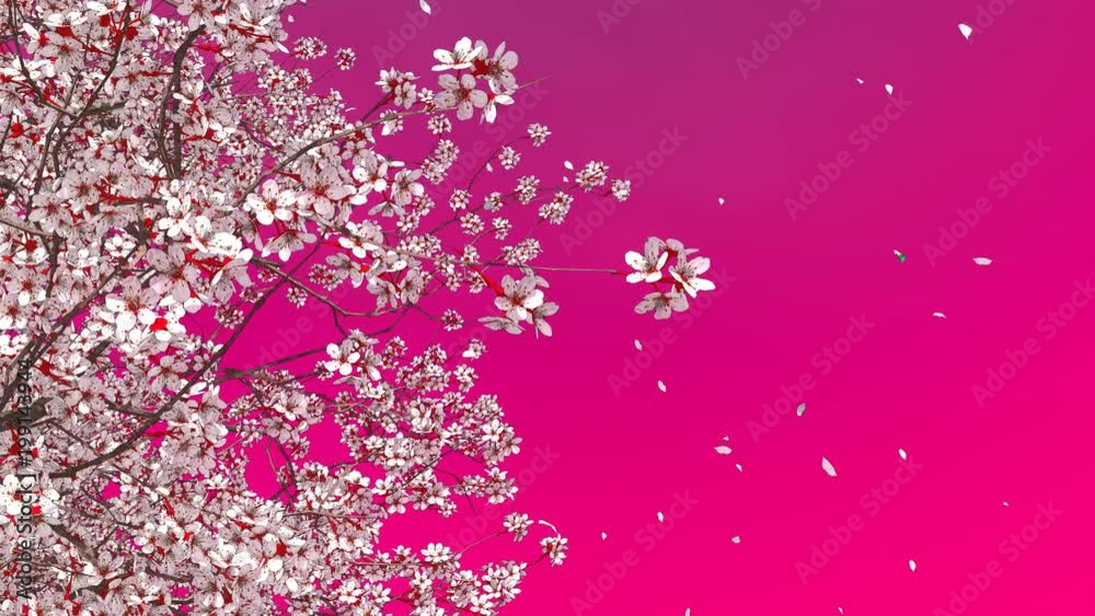 Decorative spring season 3D animation of japanese sakura cherry tree in ...