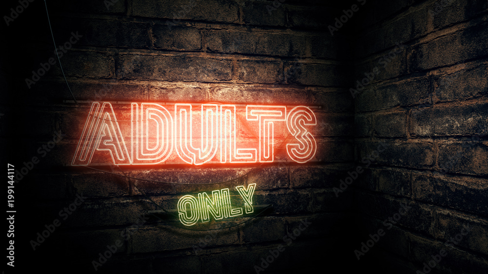 Adults Only neon sign Stock Illustration | Adobe Stock