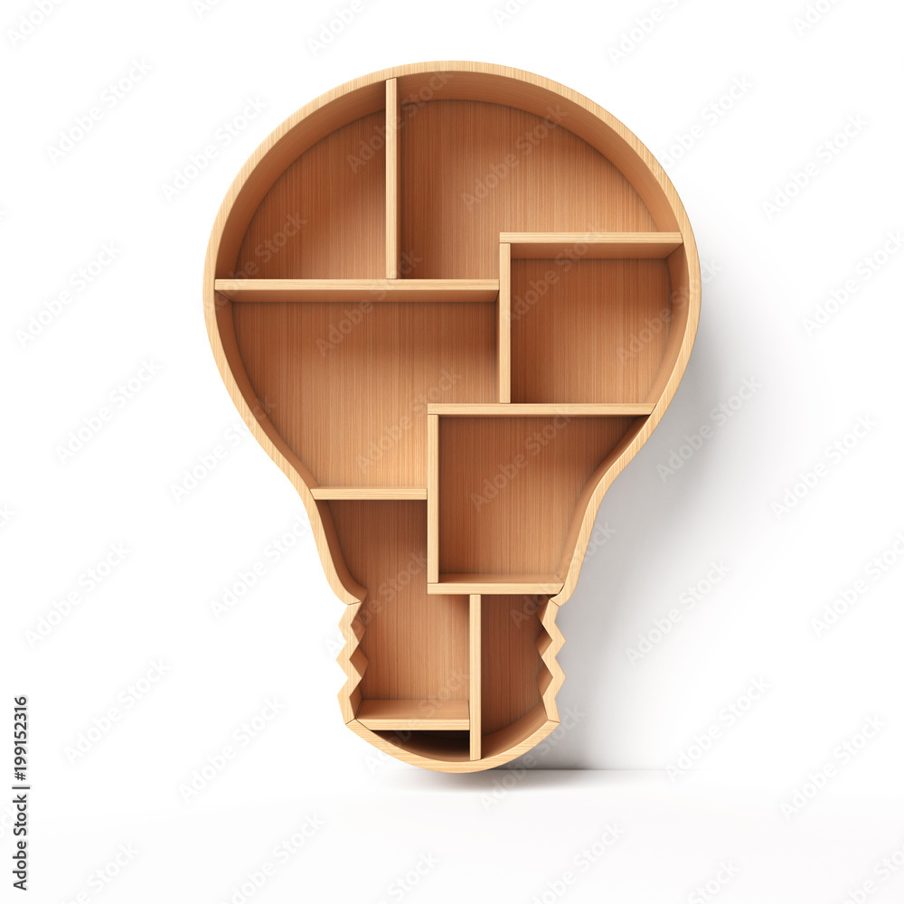 Bookshelves in the shape of light bulb, new idea book shelf concept 3d ...