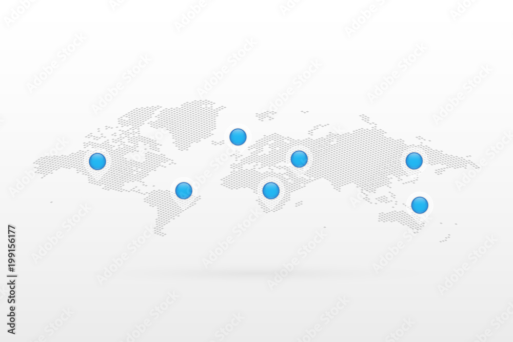 Vector world map infographic symbol with pointers. International ...