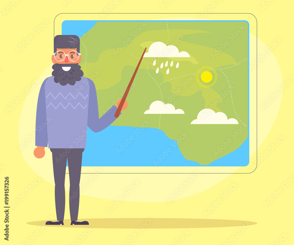 Weather forecast. Man Vector. Cartoon Stock Vector | Adobe Stock
