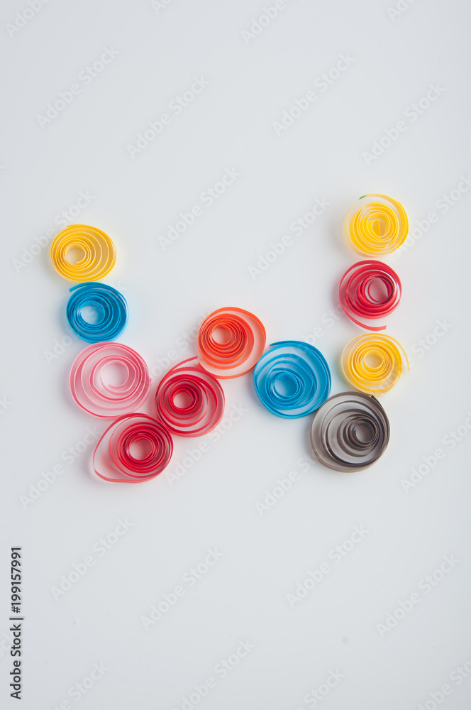 Alphabet. Letter W made of different colored twisted stripes Stock ...