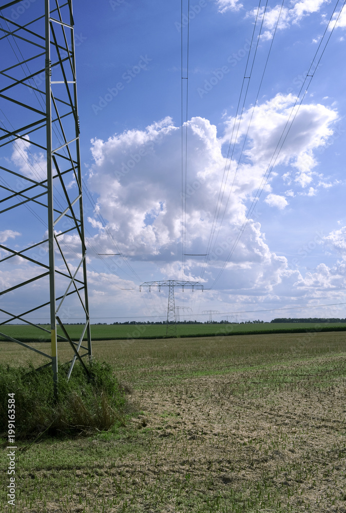 Power Lines: A 110 KV and a 220 KV high-voltage power line crossing ...