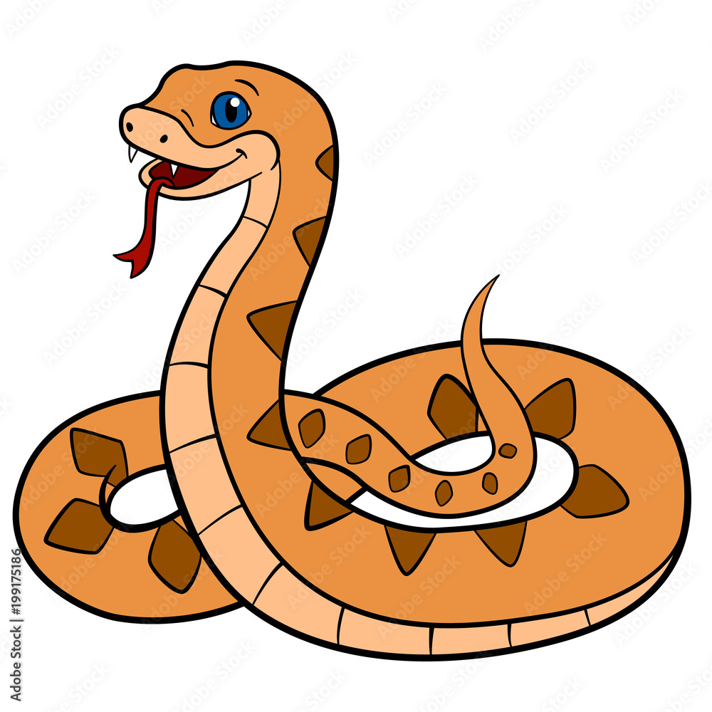 Cartoon animals. Little cute baby viper smiles. Stock Vector | Adobe Stock