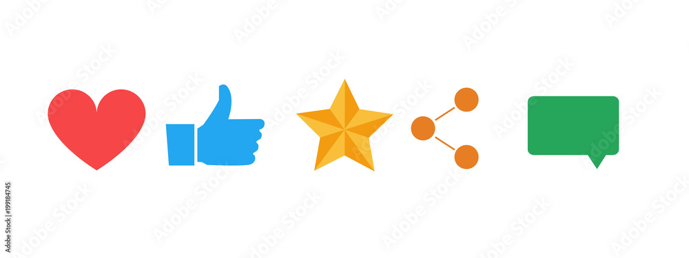HEART STAR LİKE SHARE VECTOR İCON SET SOCIAL MEDIA icon for app and ...