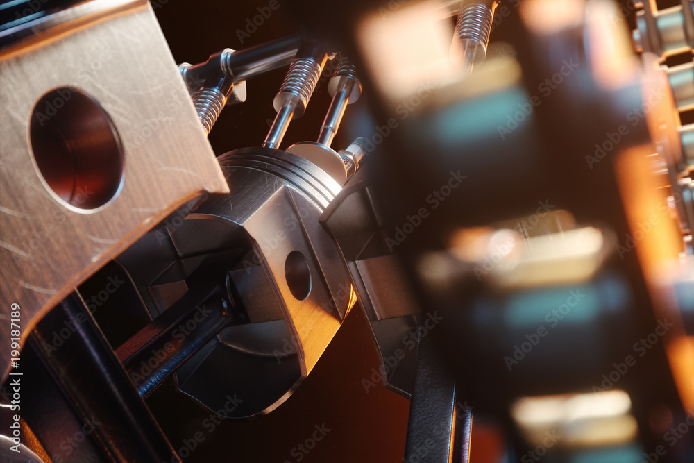 3d illustration of an internal combustion engine. Engine parts ...
