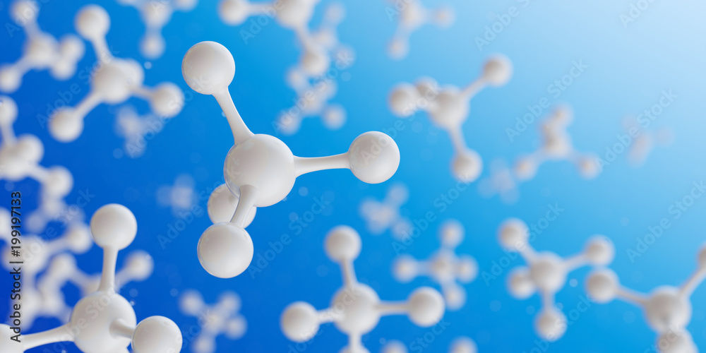 3d illustration of molecule model. Molecular structure at the atomic ...