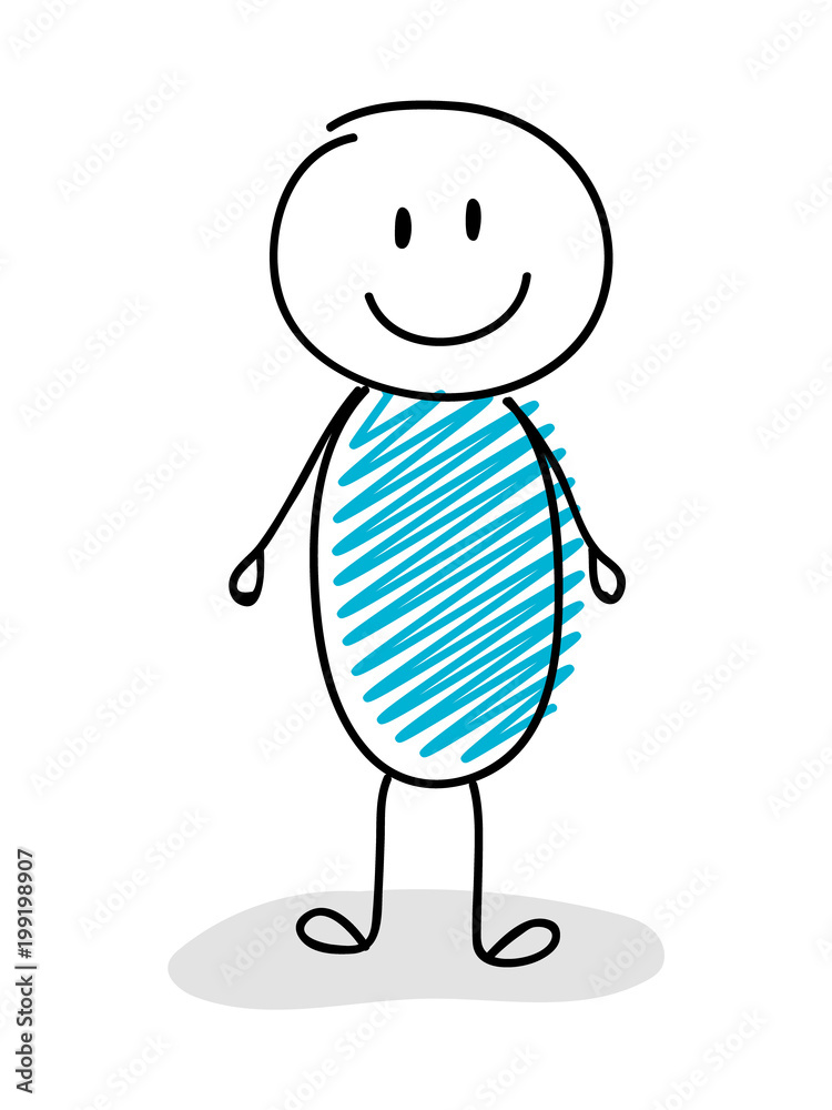 Funny cartoon stickman - smiley facial expression. Vector. Stock Vector ...