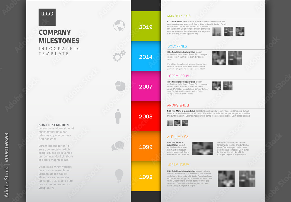 Vertical Colorblock Timeline Infographic Layout Stock Template | Adobe ...