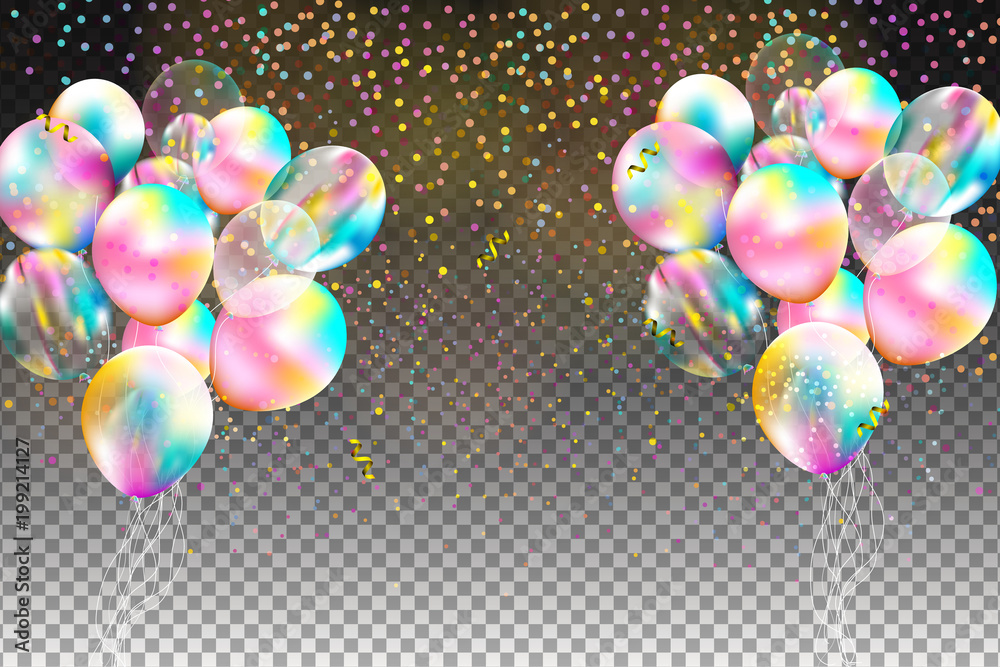 Set of colored helium ball isolated in the air. Celebration background ...
