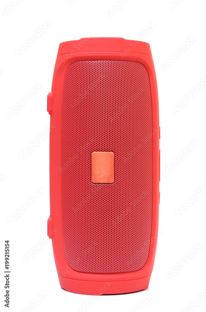 red bluetooth speaker isolated on white background Stock Photo | Adobe ...