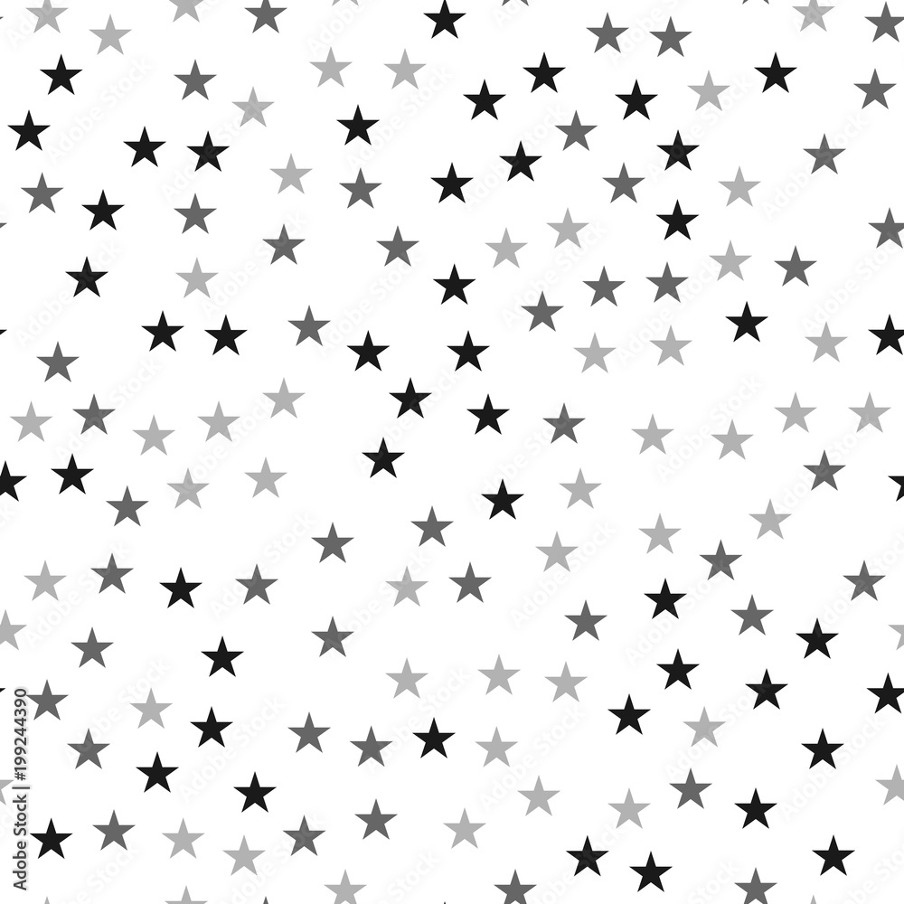 Black stars seamless pattern on white background. Beautiful endless ...
