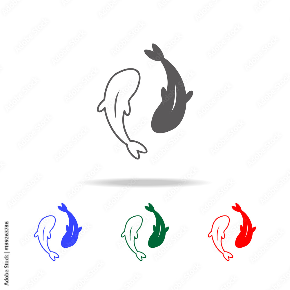 yin-yang, fish, zen icon. Elements of Chinese culture multi colored ...