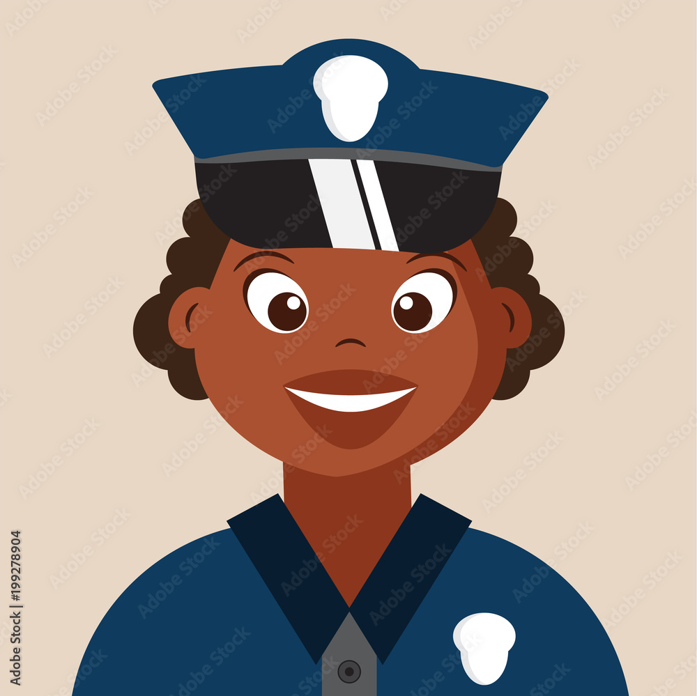 Us Woman Police with uniform,Cartoon character design,Dark Skinned ...
