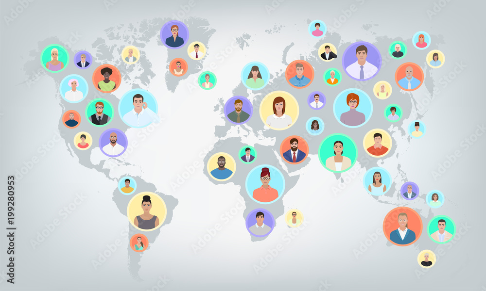 People on the map, vector illustration Stock Vector | Adobe Stock