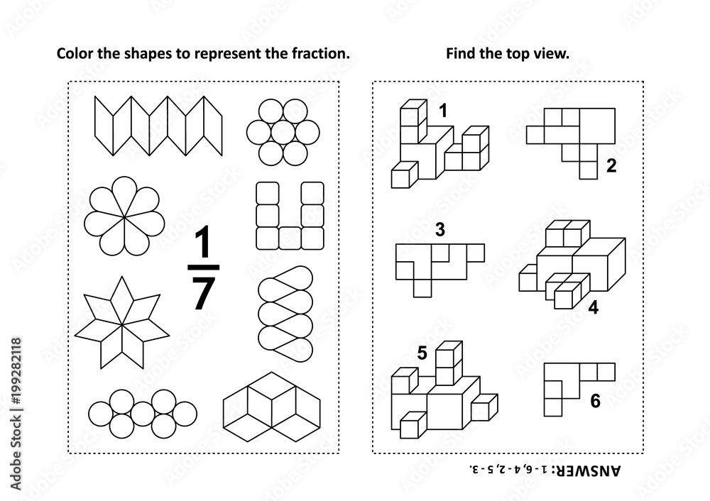 Two visual math puzzles and coloring pages. Color the shapes to ...