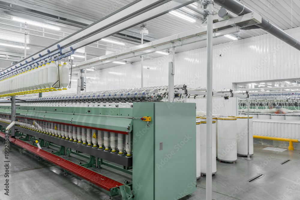 Machinery and equipment in the workshop for the production of thread ...