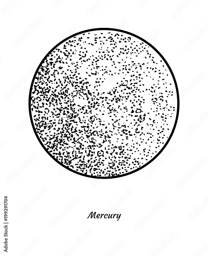 Mercury illustration, drawing, engraving, ink, line art, vector Stock ...