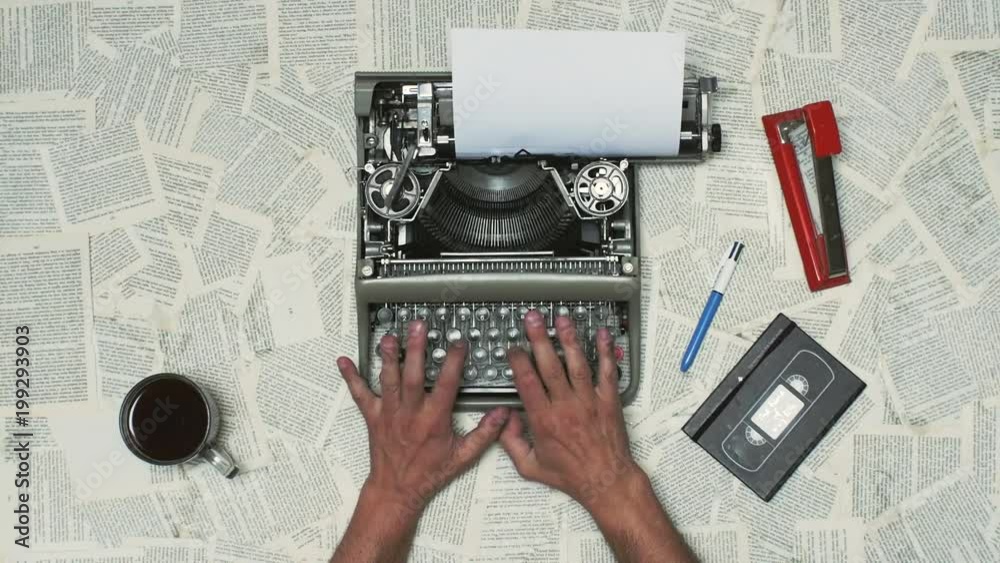 Vidéo Stock Writing a book, script, newspaper on an old typewriter ...