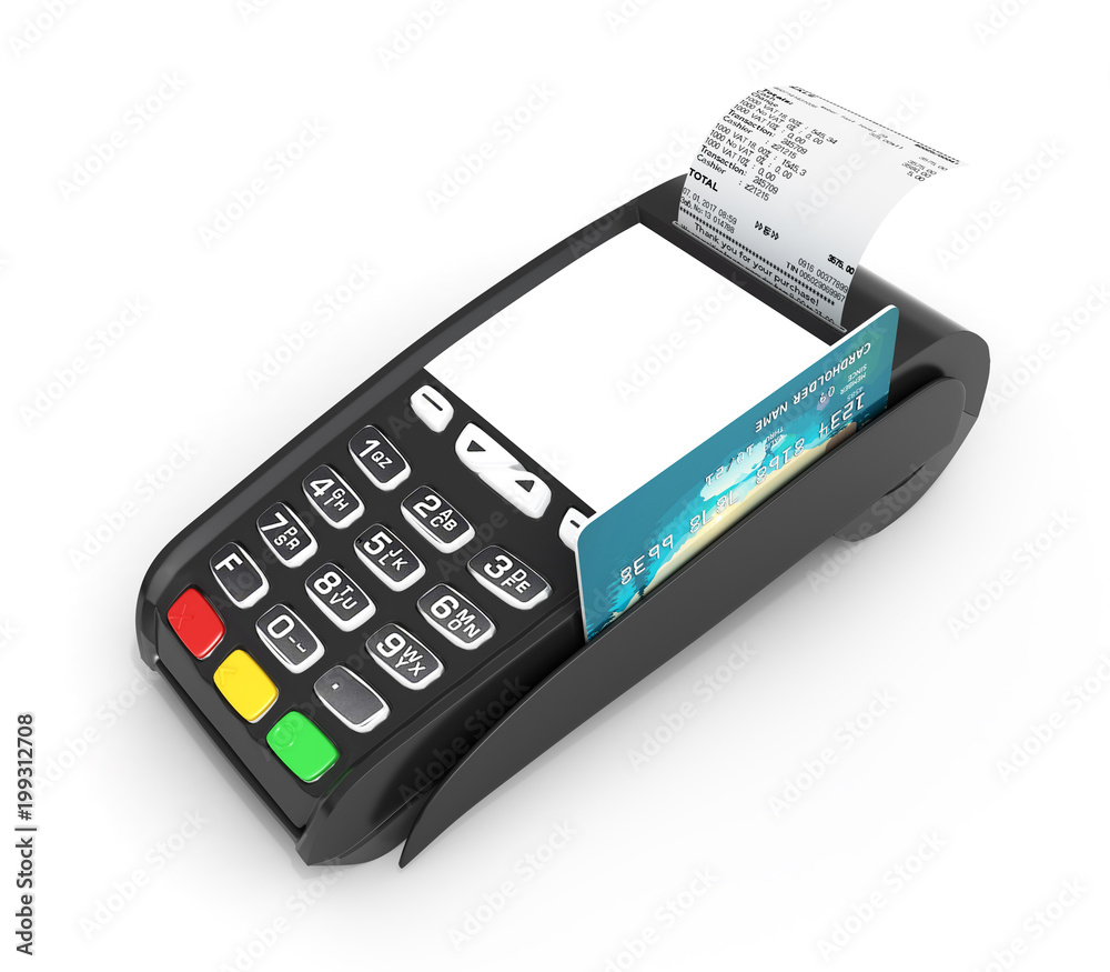 card payment terminal POS terminal with credit card and receipt ...