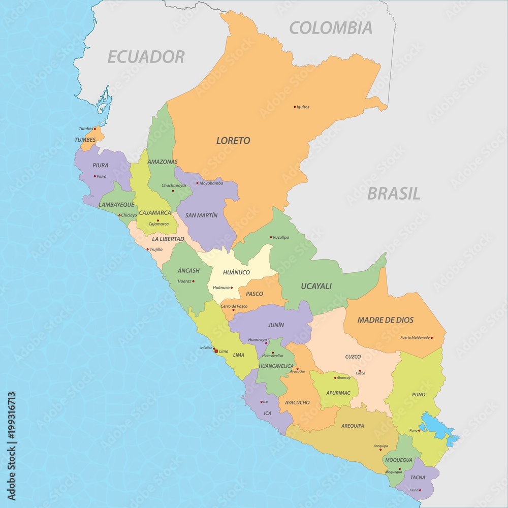 Map of Peru Stock Vector | Adobe Stock